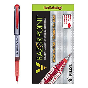 PILOT V Razor Point Liquid Ink Markers, Extra Fine Point, Red Ink, 12-Pack (11022)