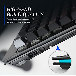 Mountain Everest Max Mechanical Gaming Keyboard - USB Passthrough - Cherry MX Hot-Swappable Switches - RGB Backlit (Midnight Black, Blue - Tactile & Clicky)