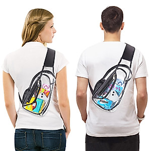 Mossio Clear Sling Bag Stadium Approved, Crossbody Backpack Mini Shoulder Chest Daypack for Concert, Beach, Travel & Sporting Black