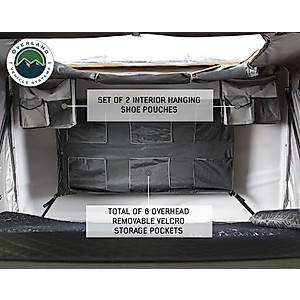 Overland Vehicle Systems Bushveld II Hard Shell Clam Shell Roof Top Tent with Aluminum Base Dark Grey Body and Green Rainfly - 2 Person Tent - Four Seasons Ready
