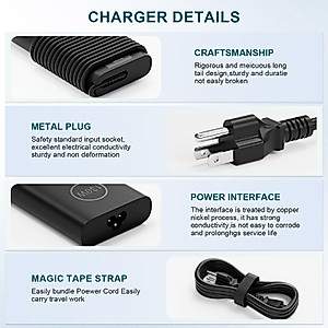 New Dell 130W AC Adapter Laptop Charger for Dell XPS 15 7590 9570 9560 9550 9530 Precision 5510 5520 5530 5540 M3800 Vostro 7500 7510 Inspiron 7459 HA130PM130 0V363H DA130PM130 09TXK7 P56F 4.5mm