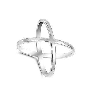 Criss Cross Polished Shiny Ring New .925 Sterling Silver Band Size 11