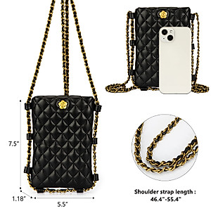Montana West Small Crossbody Bags for Women Trendy Quilted Cell Phone Purse Chain Wallet Bag MWC-141BK