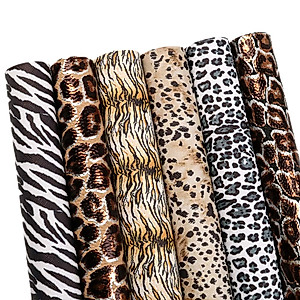 David accessories Metallic Leopard Zebra Pattern Printed Faux Leather Fabric Sheets 6 Pcs 7.7" x 12.9" (20 cm x 33 cm) Include 2 Kinds of Leather Fabric for DIY Bows Earrings (Leopard Printed Set)