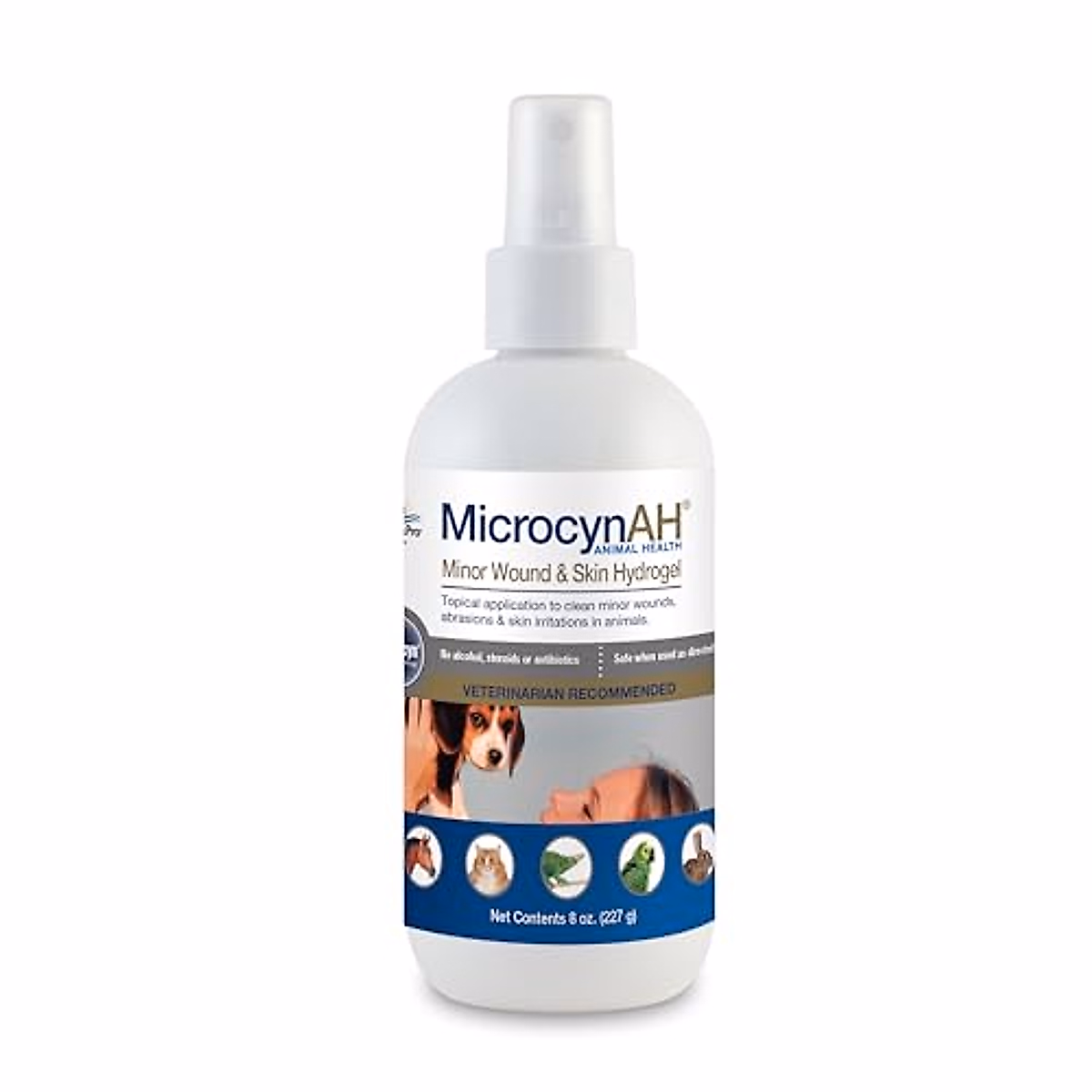 Manna Pro MicrocynAH Wound and Skin Care Hydrogel for Dogs | Non-Toxic Spray Formulated to Clean Wounds | Veterinarian Recommeneded Non-Toxic Formula | 8oz