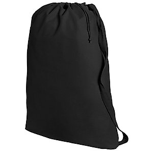 Mafoose Core Cotton Canvas Laundry Bag W/Shoulder Strap Black
