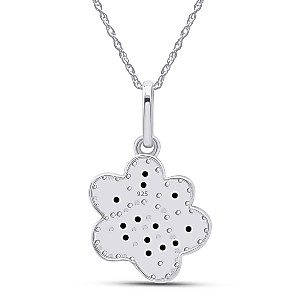 1/5 Carat Round Cut Black & White Natural Diamond Dog Paw Pendant Necklace Along With 18" Chain in 14K White Gold Over Sterling Silver (I2-I3 Clarity, 0.20 Cttw)