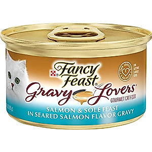 Fancy Feast Gravy Lovers Variety Packs Wet Cat Food Bundle Includes Turkey, Salmon & Sole, Chicken Feast in Gravy Flavor Grain-Free Proteins (Pack of 18)