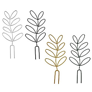 Small Trellis for Potted Plants Wrought Iron Leaf Shape Garden Trellis for Indoor Outdoor Decorative Climbing Plants Support Trellis for Vines Roses (Gold)