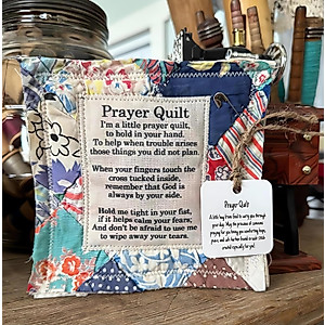 Prayer Quilt with Cross Inside - Pocket Prayer Quilt Vintage Prayer Quilt Squares Handmade Sew Individually Colorful Quilts Symbolism Poems Quilts Mini Scripture Quilts (Prayer Quilt)