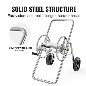 VEVOR Hose Reel Cart - Mobile Heavy Duty Steel Garden Tool Cart with Wheels, Holds up to 175 ft of 5/8'' Hose