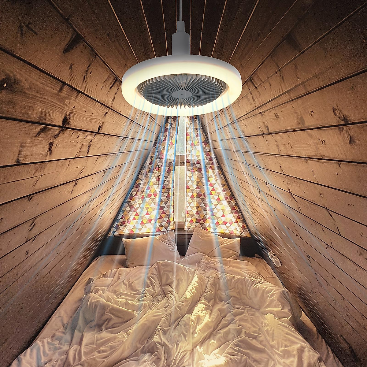 MS4U Socket Fan Light with Remote 10 Inch, Light Socket Fan 2,400 Lumen/6,500 Kelvin, Infinitely Adjustable, for Compact Spaces, Small Room, Walk-in Closet, Bathroom, Gazebo Gray