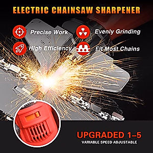 SARRED Electric Chainsaw Sharpener Kit, Handheld Portable 180W Power Chain Saw Sharpen Tool Set, Multi-Purpose Blade Sharpening File with 58 Accessories for Chain Sharpening, Crafting Projects