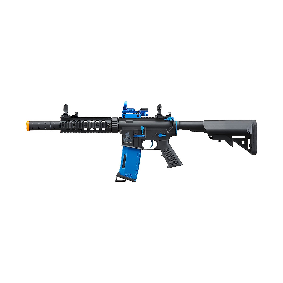 Lancer Tactical Gen 2 M4 SD Blue Carbine Combo Airsoft AEG Rifle with Red Dot Sight (9.6v Nimh Battery, Charger, 1000 Rounds 0.20g BBS Included)