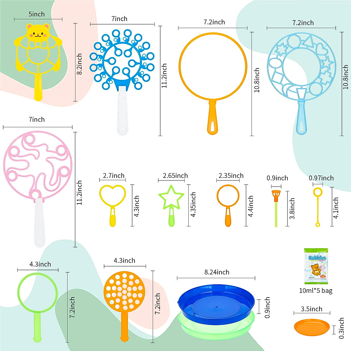 WDBO Bubble Wands Set, 20 PCS Giant Bubble Makers with Tray for Kids, Outdoor Bubble Party Favors