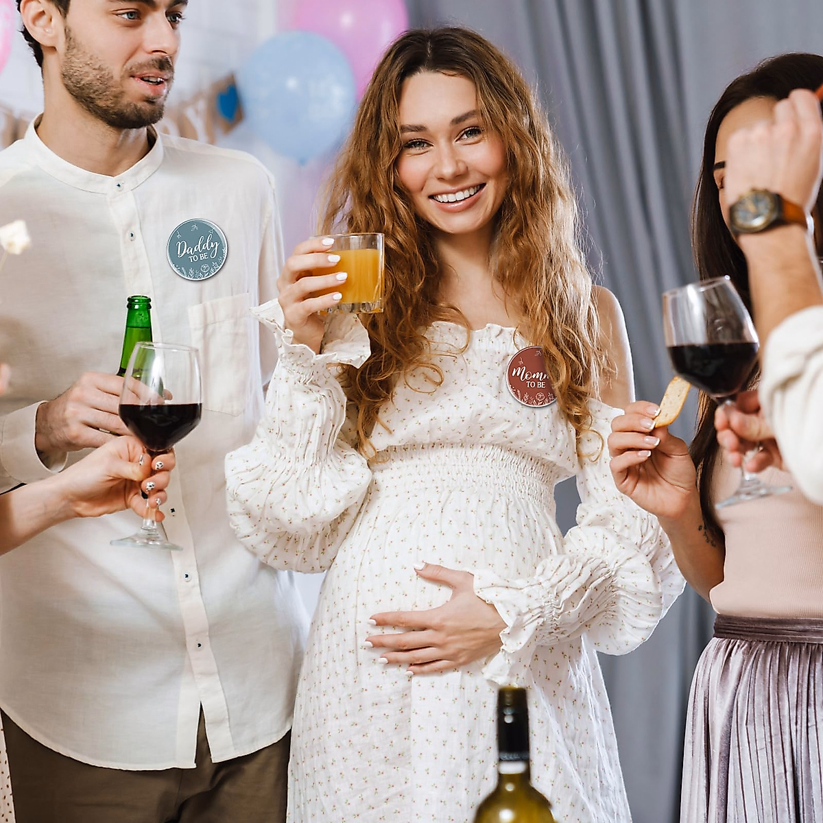 Loetere 10 Pcs Baby Shower Pin Back Buttons Mommy Daddy Aunt Uncle Grandma Grandpa to Be Baby Shower Party Favors Badge Gift, 2.2 Inch (Boho Rainbow)