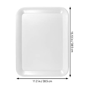 FRCOLOR Melamine Serving Tray Rectangular Platter Shatter- Proof Fruit Cake Bread Plate Appetizer Platter for Breakfast Buffets Party Supplies (White)