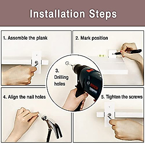 Annecy Floating Shelves for Wall,16 Inch White Rustic Solid Wood Shelves Set of 2, DIY Assembly White Floating Shelves for Bedroom,Bathroom Wall Decor and Kitchen Wall Storage