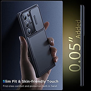 Simtect for Samsung Galaxy S23 Ultra Case with Camera Cover, [Military Drop Protection] [Snug Touch], Slim Protective Hard Back and Soft Edge Phone Case for Galaxy S23 Ultra Case 6.8 Inch- Black