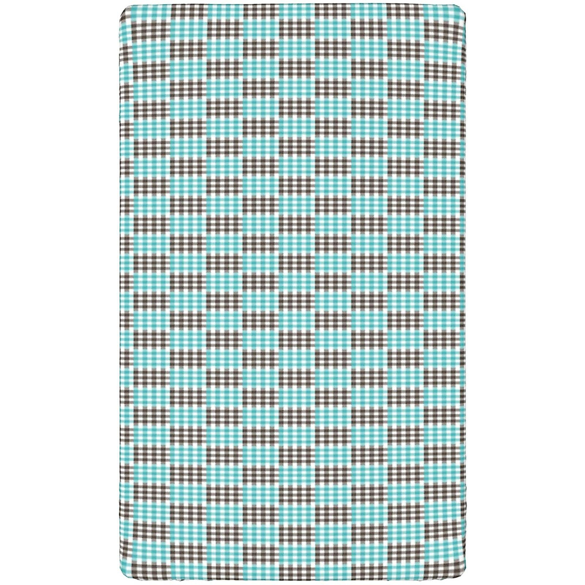 Plaid Themed Fitted Mini Crib Sheets,Portable Mini Crib Sheets Soft and Breathable Bed Sheets-Crib Mattress Sheet or Toddler Bed Sheet,24“ x38“,Dark Brown Seafoam White