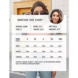 Minetom Women's Color Block Tunic Tops Striped Long Sleeve Shirts Casual Round Neck Pullover B Pink