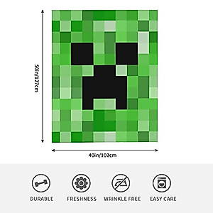 Cartoon Green Plaid Blanket Soft Flannel Fleece Game Anime Pattern Decorative Sofa Plush Blanket Warm and Comfortable Light Weight Bedding Flannel 50x40in