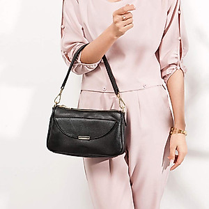 Fashion Shoulder Bag Elegant Women Quality Genuine Leather for Ladies Girl Black