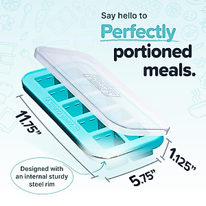 Souper Cubes 2 Tbsp Silicone Freezer Tray With Lid - Easy Meal Prep Container and Kitchen Storage Solution - Silicone Mold for Soup and Food Storage - Aqua – 1-Pack