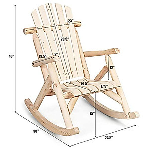 Giantex Set of 2 Log Rocking Chair Wood Porch & Patio Rocker for Deck Balcony, Garden,Poolside,Backyard Furniture Rustic Lounge Single Rocker, Natural (2)