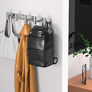 VINHOLD Coat Hooks (Silvery 5 Hooks - 1 Pack)