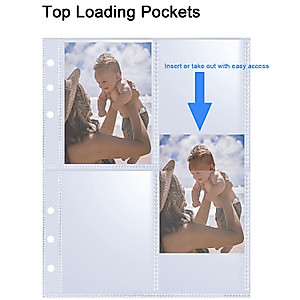 80 Pack 640 Pockets 6 Ring A5 Binder Sleeves,2.5x3.5 Inch Trading Card Sleeves,Double-Sided 4 Pocket Page Protector,Ultra-Clear Kpop Photocard Sheets,Card Sleeve Pages for Game Cards,Photocard