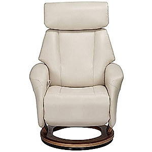 Benchmaster Augusta Taupe Faux Leather Swivel Recliner Chair Modern Armchair Comfortable Manual Reclining Footrest Adjustable Upholstered for Bedroom Living Room Reading Home Relax Office