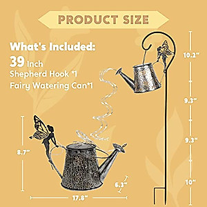Joiedomi Solar Watering Can Figurine Lights, Metal Waterfall Garden Lights with Shepherd Hook(39 Inch), Outdoor Waterproof Decorative Watering Can for Patio, Lawn, Garden, Pathway