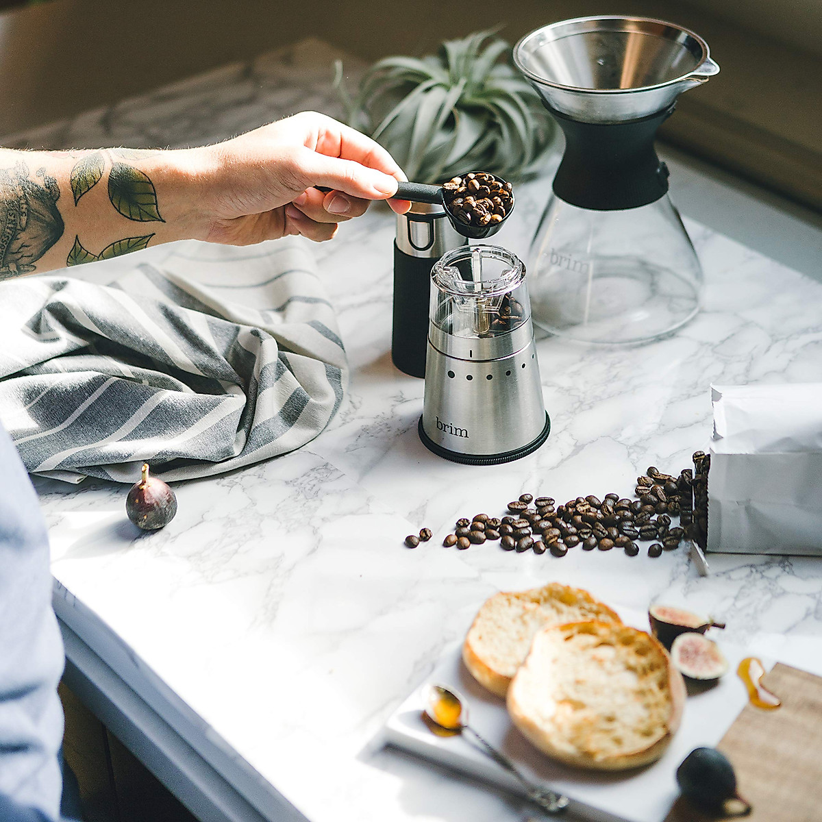 Brim 50013 Handheld Burr Coffee Grinder, One Size, Silver