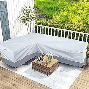Outdoor Sectional Couch Cover, Patio L-Shaped Sectional Sofa Cover Waterproof, Heavy Duty 600D Oxford Lawn Patio Furniture Set Cover, Garden Furniture Cover 105''L/85 Lx34''Dx31''H Right Facing
