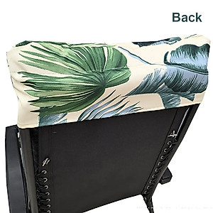 Srutirbo Waterproof Patio Lounge Chair Cushion, Indoor Outdoor Floral Printed Sun Lounger Pad Replacement with Ties, Rocking Chair Sofa Cushion Non-Slip High Back Chair Cushions, 66 Inch (Grey)