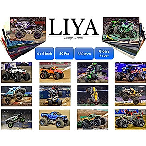 LIYA 50PCS Monster Truck Wall Collage Kit - 4x6 inch - Monster Truck Wall Decor, Posters for Boys Room, Monster Trucks Aesthetic Pictures Decorations, Monster Truck Room Decor for Boys, Monster Jam Posters for Room Bedroom Playroom Wall Art Birthday Party