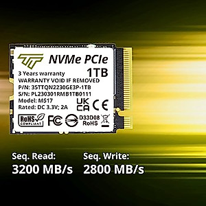 Timetec 1TB M.2 2230 SSD NVMe PCIe Gen3x4 Single Sided Solid State Drive Compatible with Steam Deck, Microsoft Surface pro 9/ pro 8/pro 7+/pro X/laptop3/laptop4/laptop go/book3, Mini PCs