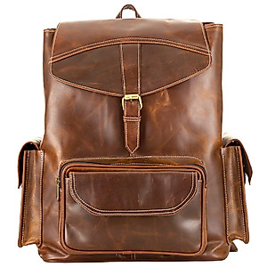 Gratlin 16 Inch Leather Backpack for Men | Brown Leather Backpack for Women | Men’s Vintage Genuine Buffalo Leather Backpack| Best for Travel, Hiking, Camping, Rucksack, Knapsack Lightweight Bag