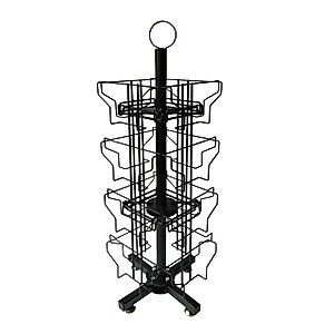 FixtrueDisplays Rotating Postcard/Greeting Card Display w/Sign Clip, 16 Horizontal Pockets (6x4") Pocket Size: 6"Wide X 4.9"High, 16 Pockets.- Black 11700-NF