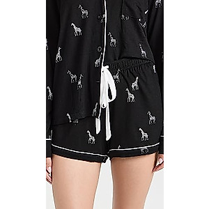 PJ Salvage Women's Loungewear Giraffe Manor Pajama Pj Set, Black, M