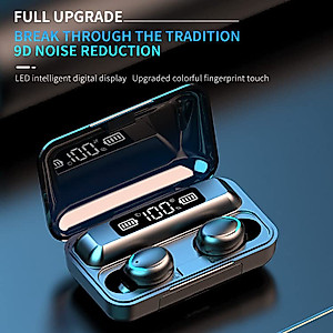 True Wireless Bluetooth Headphones Earbuds Game Headsets with Wireless Charging Case Waterproof Clear Noise Reduction Stereo Earphones in-Ear Touch Control Long Endurance headsets F9