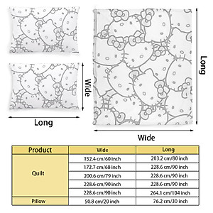 DIEZ Hello Cat Kitty 3 Piece Twin Bed Set - Includes Comforter & Pillowcases - Bedding Features Anime Cats - Super Soft Fade Resistant Microfiber