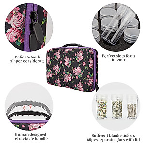 VoiceFly EVA 60 Slots Diamond Painting Accessories Diamond Painting Storage Case Embroidery, 5D Diamond Painting Tools DIY Kits, Beads Sewing Pills Shockproof Container, Black Flower