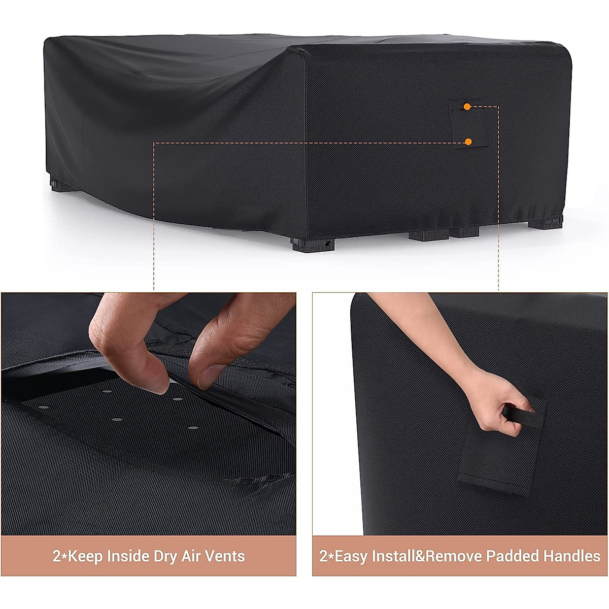 Patio Furniture Set Cover Waterproof, Mrrihand Outdoor Sectional Sofa Set Cover Heavy Duty 600D Table and Chair Set Cover 78" L× 62" W× 30" H