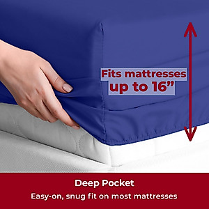 Mellanni Queen Sheets Set - 4 PC Iconic Collection Bedding Sheets & Pillowcases - Hotel Luxury, Extra Soft, Cooling Bed Sheets - Deep Pocket up to 16 inch (Queen, Royal Blue)