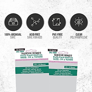 Sleeve Kings Euro Card Sleeves (59x92mm) - 110 Pack, 60 Microns