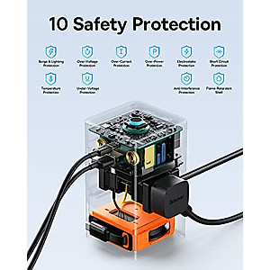 USB C Charger Baseus PowerCombo Tower 65W, 6-in1 Charging Station with Retractable USB-C Cable, 3 Outlets, USB A USB C Ports, Surge Protector Power Strip for MacBook, iPhone, Laptop, Multiple Devices