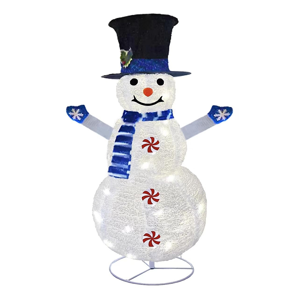 Mosy 4FT Snowman Outdoor Christmas Decorations, 3.2FT Folding Christmas Snowflake Cloth Snowman, Outdoor Snowman Lighted for Xmas Indoor/Outside Yard Holiday Party Decoration