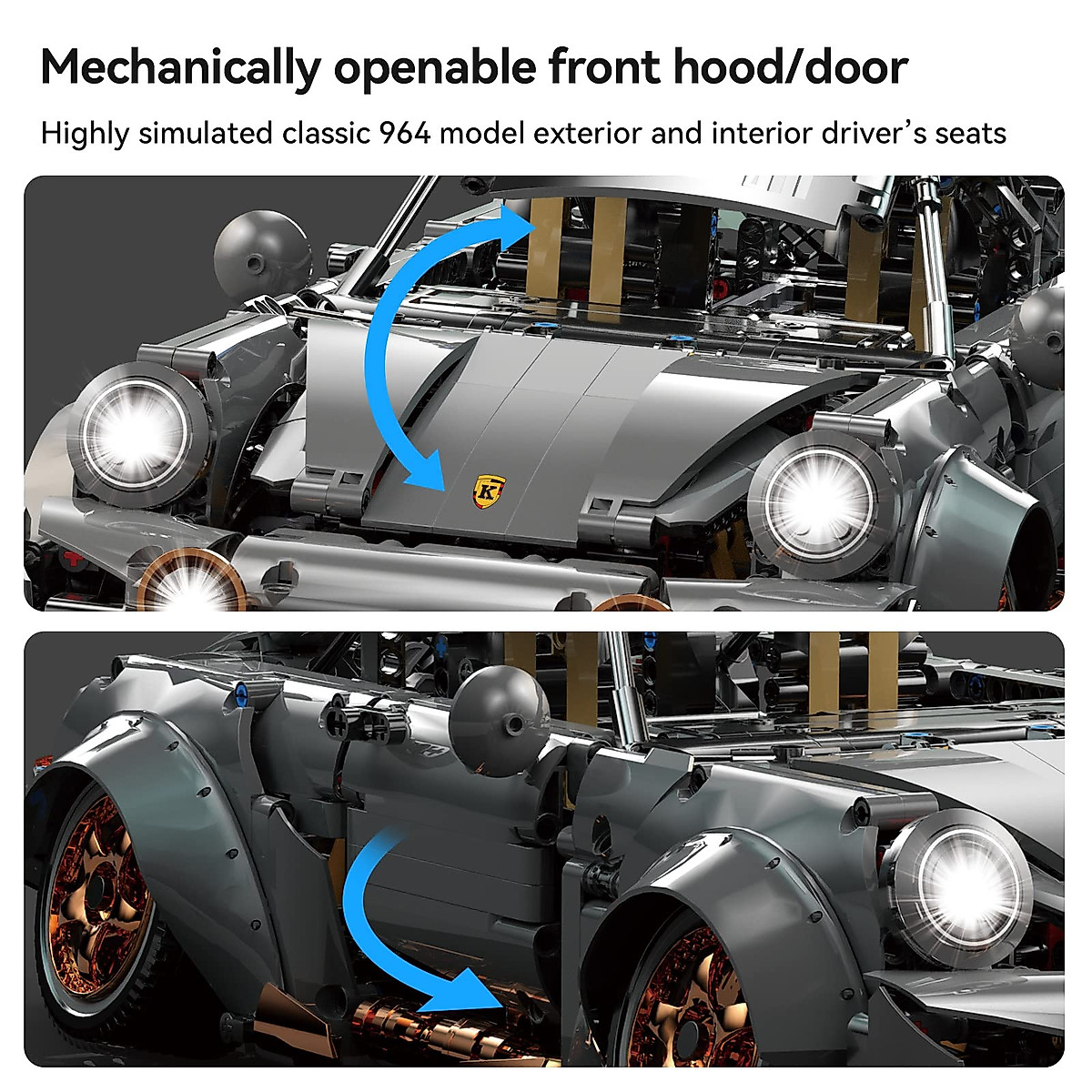 ZYLEGEN Race Car Building Toy Set,Collectible Model Building Set and Sport Car,Supercar Building Kit for Boys, Girls, and TeensGift for Motorsport Fans (Gray)